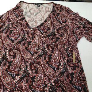 Roz & Ali | Tops | Roz Ali Womens Dark Paisley Top Size X 34 Sleeve ...